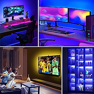 KUTEWEU TV Led Backlight kit with Remote with 16 RGB Colors,4 Modes and 10 Levels of Brightness Adjustment for 24-65 inch TV,Home Movie,Desktop PC Monitor,Home Theater etc, Non-Waterproof (1M/3.3Ft)