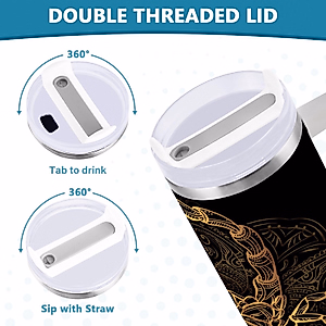 susiyo 40 oz Tumbler with Handle, Gold Scorpion Blackground Insulated Water Bottle Stainless Steel Reusable Iced Coffee Cup Fit in Car Holder, BPA Free, Leak Proof,Keeps Cold or Hot