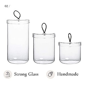 Premium Glass Apothecary Jars for Cotton with Handle | Apothecary Jars Bathroom | Set of 3 | Glass Jar with Lid for Laundry Room Storage, Bathroom Canisters, Mason Jar Bathroom Accessories Set