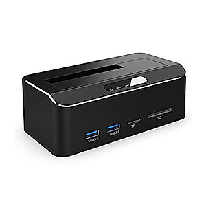Thick External 2.5"/3.5" USB 3.0 5Gbps SATA Hard Drive Docking Station HDD SSD Box 2 x USB 3.0 Hub TF/SD Card Reader Support UASP