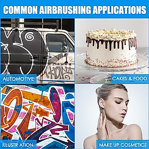 Rhinowisdom Airbrush Kit - Airbrush Gun Set Dual-Action Gravity Feed with 0.35, 0.4 & 0.5mm Needle Sets - Air Brush Set with 2 1/3 oz Replacement Cups for Nails Model Painting Cake Tattoo Makeup