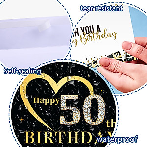 Jumbo 50th Birthday Card with Envelope, Giant Birthday Party Greeting Card, Extra Large Guest Book Message Greeting Cards,Big Birthday Gifts Card for Women Men,Happy Birthday Party Decorations