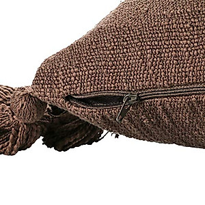 Creative Co-Op Cotton Slub Lumbar Tassels, Iron Color Pillow