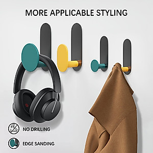 Adhesive Towel Hooks – Strong, No-Drill Hanging Coat Hooks perfect for holding robes, sponges, and loofahs in bathrooms, kitchens, and homes; brushed carbon steel with robust adhesive - 4-Pack.