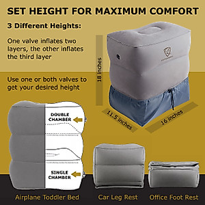 Inflatable Foot Rest for Airplane Travel – Easy to Use Kids Airplane Bed Or Airplane Footrest – Height Adjustable Travel Foot Rest for Airplane Flights – Toddler Plane Travel Essential by Luxxurro