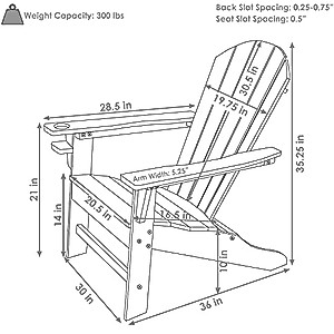 Sunnydaze All-Weather Outdoor Adirondack Chair with Drink Holder - Heavy Duty HDPE Weatherproof Patio Chair - Ideal for Lawn, Garden or Around The Firepit - White - Set of 2