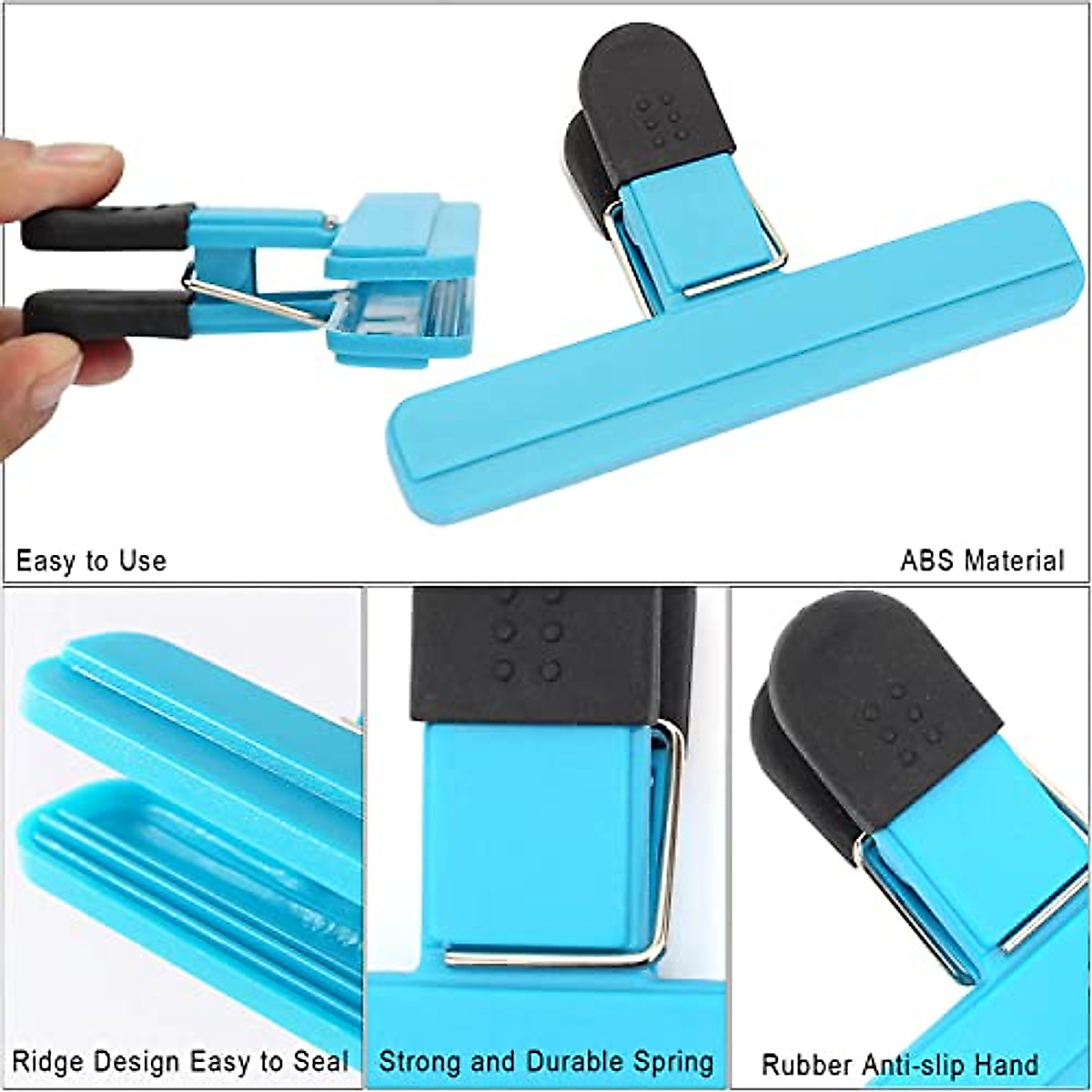 11 Pack Chip Bag Clips, Food Bag Clips Plastic Sealing Clips with Good Grips, Assorted Sizes Heavy Duty Bag Clips for Food Kitchen Bags