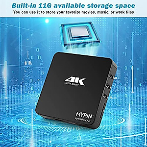 4K@60hz MP4 Media Player Support 8TB HDD/ 256G USB Drive/SD Card with HDMI/AV Out for HDTV/PPT MKV AVI MP4 H.265-Support Advertising Subtitles/Timing, Networkable, Mouse&Keyboard Control
