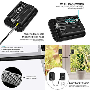 Yormorr 2 Pack Refrigerator Lock Combination Coded, Fridge Lock for Kids Safe, Child Safety Cabinet Window Locks, Baby Door Lock with Strong Adhesive, Black