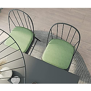 COZPLEN Indoor Outdoor Non Slip Chair Pad, U-Shaped Seat Cushions with Ties for Home Patio Dining Chairs, 14x14 inch, Set of 2,(Deep Green)