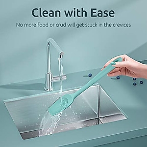 U-Taste Silicone Spatula Set with 600 Degrees Fahrenheit Heat Resistant (Teal/Aqua Sky)