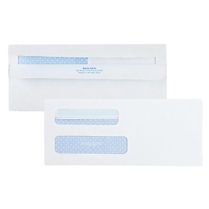 Quality Park #8 5/8 Security Envelopes, Double Window, Self Seal, Invoices/QuickBooks Statements, 3-5/8" x 8-5/8", 24 lb White, 500/Box (QUA24539)