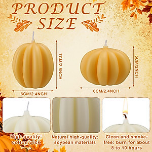MTLEE 6 Pieces Fall Pumpkin Shaped Candles Thanksgiving Scented Candles Pumpkin Tealight Candles Home Decor Pumpkin Candle Handmade Wax Candle for Bedroom Bathroom Party (Orange, White, Pumpkin)