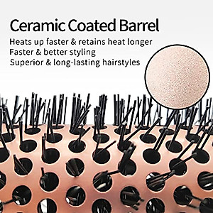 K&K 1.5 Inch Heated Curling Comb Ceramic Tourmaline Ionic Curling Iron Volumizing Brush Quick Heating Makes Hair Silky Smooth Dual Voltage Travel-Friendly Straightening Comb Round Design