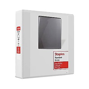 Staples 2661486 Standard 2-Inch 3-Ring View Binders White 6/Carton (26444Ct)
