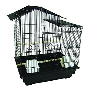 YML A5894 3/8" Bar Spacing Villa Top Small Bird Cage, Black, 18" x 14"