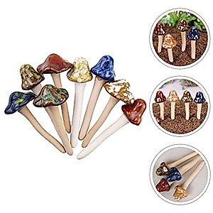 Housoutil Mushroom Decor 8pcs Garden Mushroom Statue Ceramics Mushroom Garden Lawn Ornaments