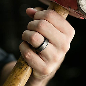 ROQSilicone Wedding Ring for Men - Comfort Fit, Breathable, 8mm Wide - Black, Silver, Bronze, Size 1