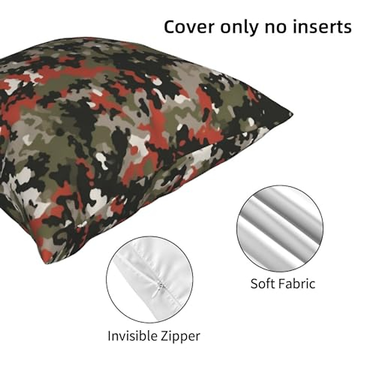 RLDOBOFE Camo Print Throw Pillow Covers Decorative Pillow Cover Square Cushion Cases Soft Cushion Cover Throw Sofa Pillow Case for Home Decor Living Room Bed Couch Car 12"x12"