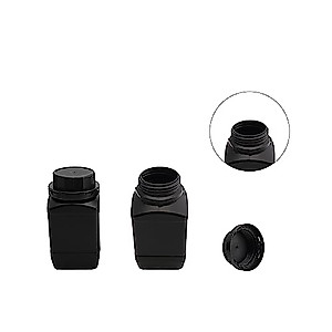 Othmro 2Pcs Plastic Bottles Lab Chemical Reagent Bottles 500ml/17oz Wide Mouth Plastic Containers Liquid/Solid Square Sample Storage Containers Sealing Bottles Black with Anti-theft Cap for food store