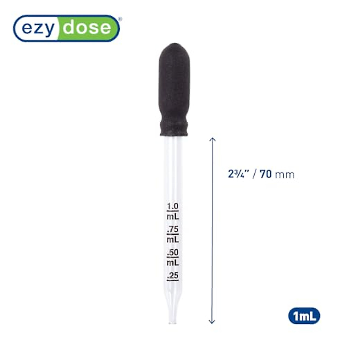 EZY DOSE Ear and Eye Medicine Dropper For Liquid & Medicine, 1mL Capacity Calibrated Glass, Deliver Correct Dose, Clear, BPA Free