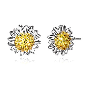 925 Sterling Silver Sunflower Earrings Stud You are My Sunshine Jewelry Gifts for Women Mom (Gold)
