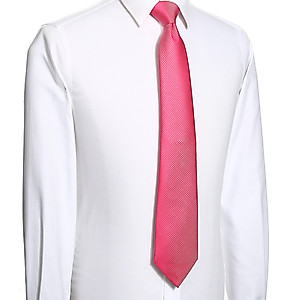 KissTies Hot Pink Tie Solid Striped Pure Color Necktie Wedding Ties