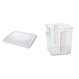 Rubbermaid Commercial Space Saving Food Service Container with Lid, 18-Quart, Clear, FG631800 and FG652300WHT