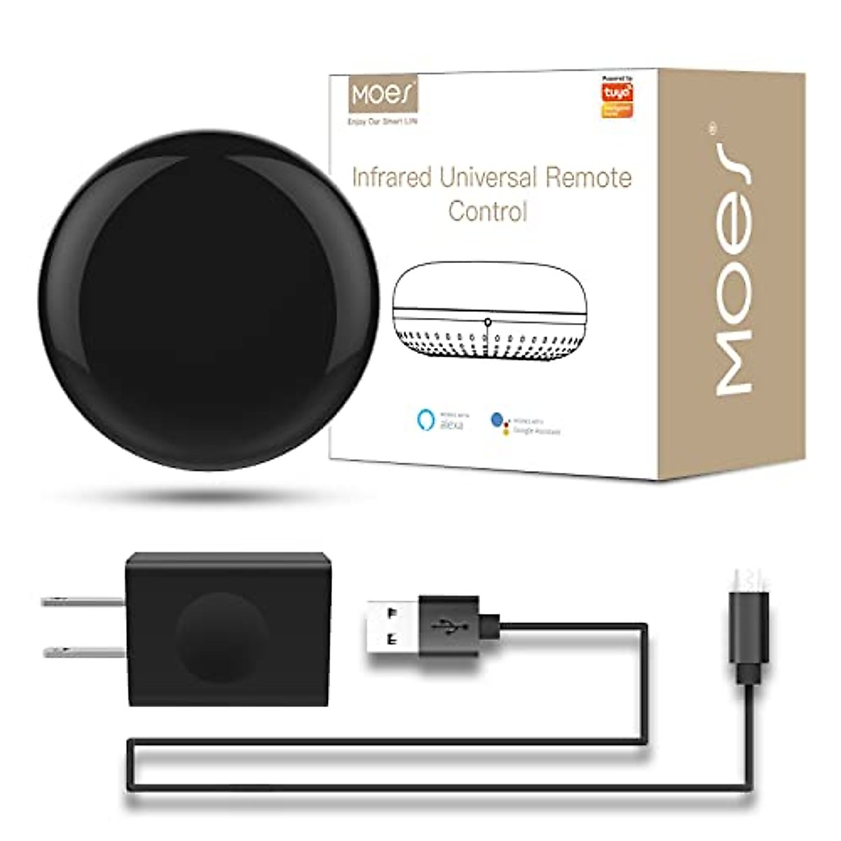 MOES WiFi Smart IR Remote Controller Smart Home Infrared Universal Remote Blaster,One for All Control AC TV DVD CD AUD SAT etc,Compatible with Alexa and Google Home,No Hub Required