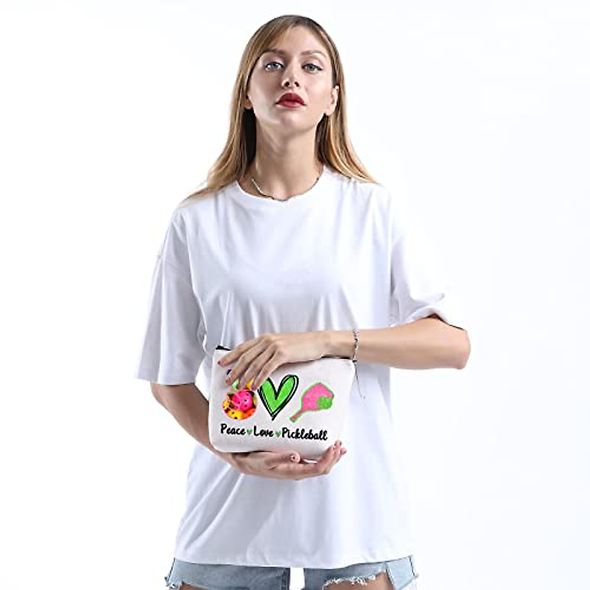 XYANFA Pickleball Makeup Bag Pickleball Player Gift Pickleball Lover Gifts For Women Peace Love Pickleball Cosmetic Bag (Peace Love Pickleball)