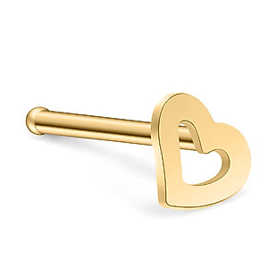 Ruifan 20G 18G Surgical Steel Heart Nose Stud Rings Bone Pin Piercing Jewelry 3-6PCS