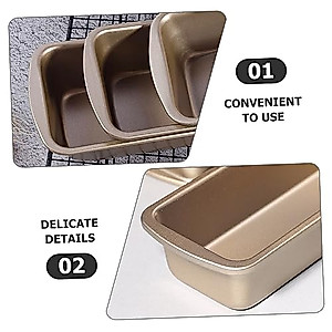 Cabilock 3pcs baking pans loaf pan Practical Toast Pan Toast Baking Mold Home Toast Mold Baking Tool Toast DIY Baking Mold Bread Pan Toast Cooking Mold carbon steel Strip baking tin