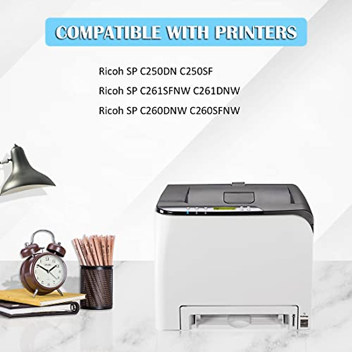 ASEKER Compatible Toner Cartridge SP C250 C261 407539 for Ricoh SP C250DN C250SF C261SFNW C261DNW C260 C260DNW C261DNw C260SFNW Printer High Capacity 2300 Pages (Black)