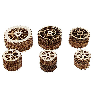 Fityle Pack of 70 Unfinished Blank Gear Wheel Wooden Pieces Gift Tags DIY Art Craft Project