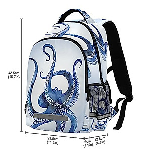 Funky Qiu Watercolor Sea Animal Octopus Backpack Durable Lightweight College School Bookbag Daypack Rucksack for Boys Girl Student