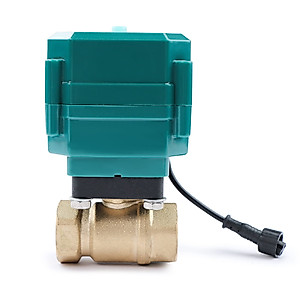 U.S. Solid 3/4" Smart Motorized Ball Valve - Remote App Mobile Control Brass Electrical Ball Valve with Manual Switch, 5V DC USB Connection