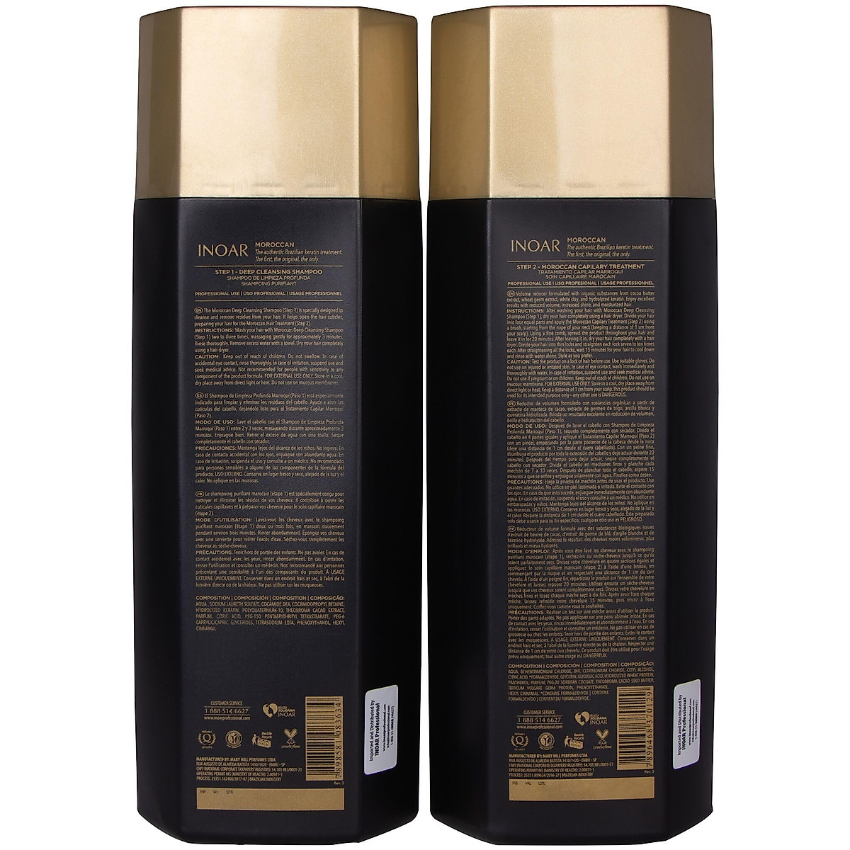 INOAR – Moroccan Smoothing Set for Curly Hair: Deep Cleansing Shampoo & Treatment for Men and Women, Vegan and Cruelty-Free (33.8 oz. Each)