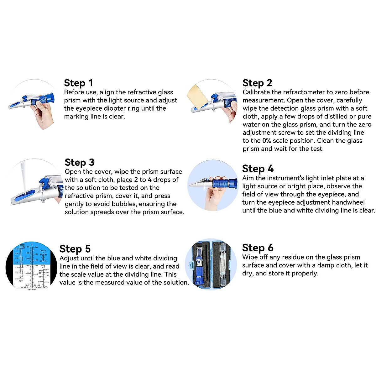NEEBETEK 5-in-1 DEF Antifreeze Refractometer with ATC,Coolant Tester - Ideal for Automotive, DIY, and Industrial Use, Freezing Point Meter,Battery Acid Hydrometer,Automotive Urea