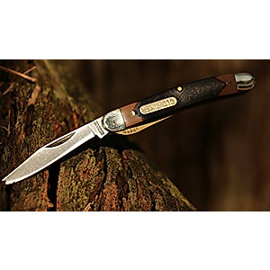 Old Timer 18OT Mighty Mite 4.7in Stainless Steel Traditional Folding Pocket Knife with 2in Clip Point Blade, Nickel Silver Bolsters, and Sawcut Handle for Whittling, Hunting, Camping, EDC, and Outdoor