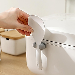 MXY Rice Spoon Holder Self-adhesive Rice Scoop Holder Rice Cooker Spoon Holders Adsorb on Rice Cooker or Smooth Surface Strong Sticky Spoon Storage Stand for Rice Spoon Scooper Spatula