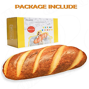 Wepop 32 in 3D Simulation Bread Shape Pillow Soft Lumbar Baguette Back Cushion Funny Food Plush Stuffed Toy