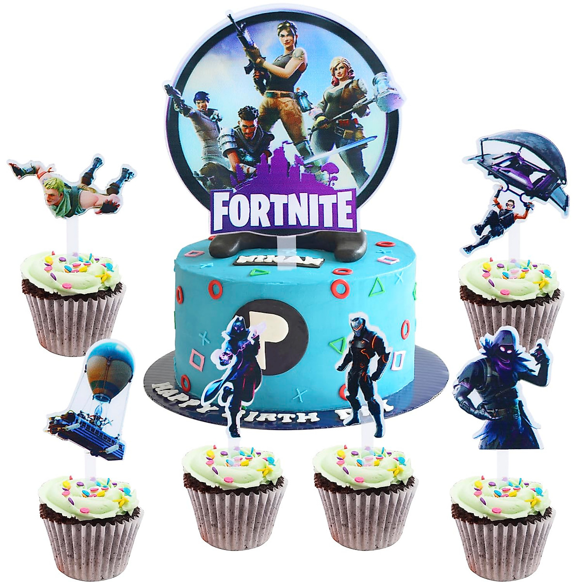 7 pcs Exquisite Acrylic Video Game Birthday Cake Toppers for Boys Girls Gamers' Birthday, Designed for Game Lovers, Game Party Decorations Supplies