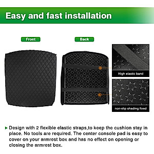 Shademax Dodge Ram 1500 Center Console Cover,Armrest Cushion Pad Cover for Dodge Ram 1500 Accessories 2019 2020 2021 2022 2023 2024, PU Leather Dodge Console Cover Anti-Scratch Black