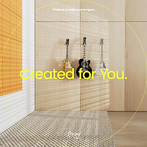 String Swing Guitar Wall Mount 2 Pack, Guitar Hangers, Wall Guitar Mount, Guitar Holder Hook for Wall, Fits All Size Guitars, Acoustic, Electric, Bass, Oak Hardwood - Made in USA