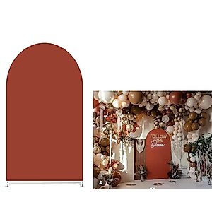 Iydamc Pastel Burnt Orange Arch Backdrop Covers Stretchy Arched Stand Cover for Parties Decoration Baby Bridal Shower Birthday Wedding Party Props NO-377-4x7ft