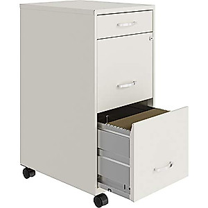 Lorell SOHO Box Mobile File Cabinet, 26.5 x 14.3 x 18 in, White