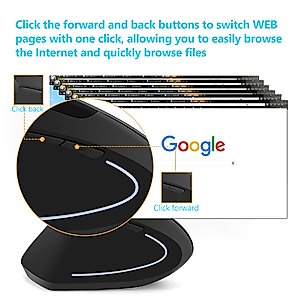 Ergonomic Vertical USB Wired Mouse, Left Handed Optical Mouse, 3 Adjustable DPI 800/1200/1600, 6 Programmable Buttons, Universal Gaming Mouse for Laptop, Desktop, Notebook, PC, Computer (Black)