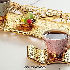 Gold Serving Tray, Vintage Serving Metal Tray for 2 People (Width 6'' Length 16'') (Premium Gold)