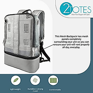 O2TOTES USA Mesh Backpack for Oxygen Concentrator Fits: Inogen One G3, Inogen One G5, Caire Freestyle Comfort, Respironics SimplyGo Mini (Fits: Respironics SimplyGo Mini & Caire Freestyle)