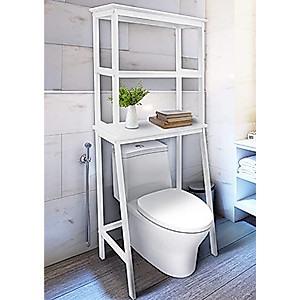 Casual Home Spacesaver 100% Solid Wood Over The Toilet Rack with Shelves - White